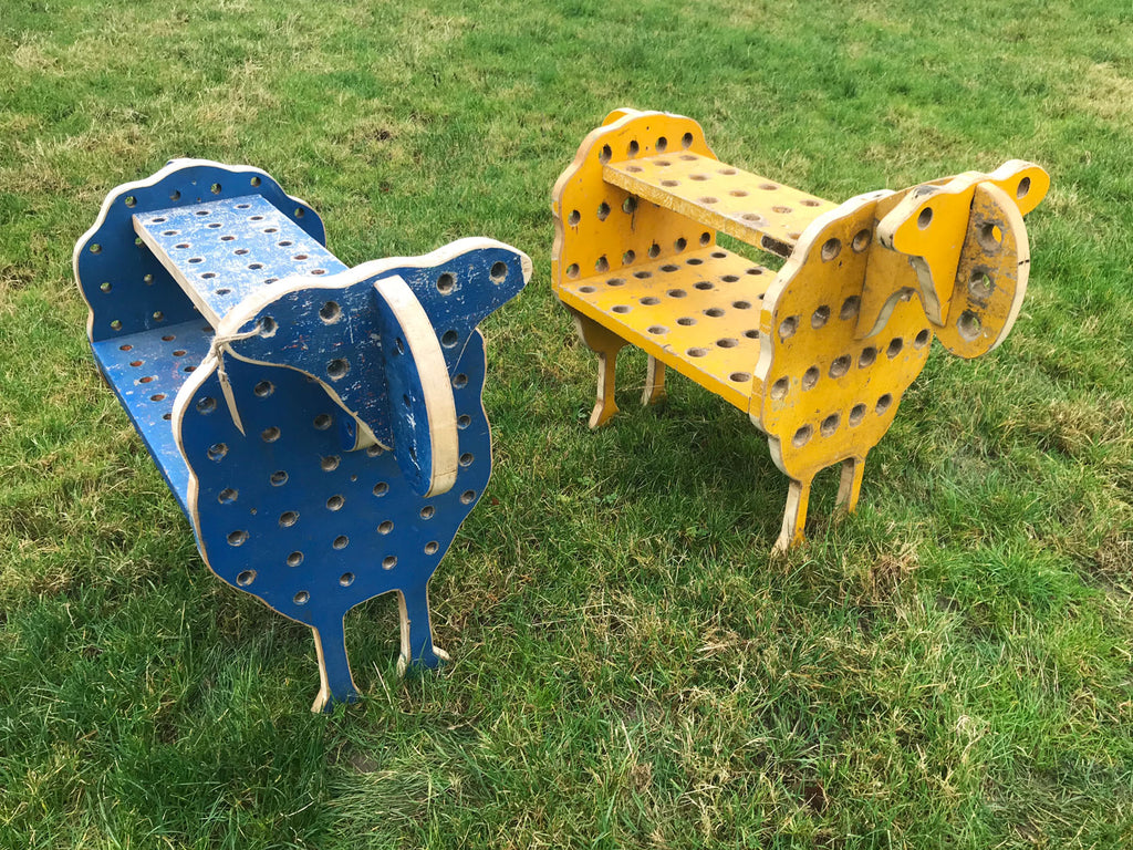 A late 1960's blue painted wooden sheep by a French artist – garden ...